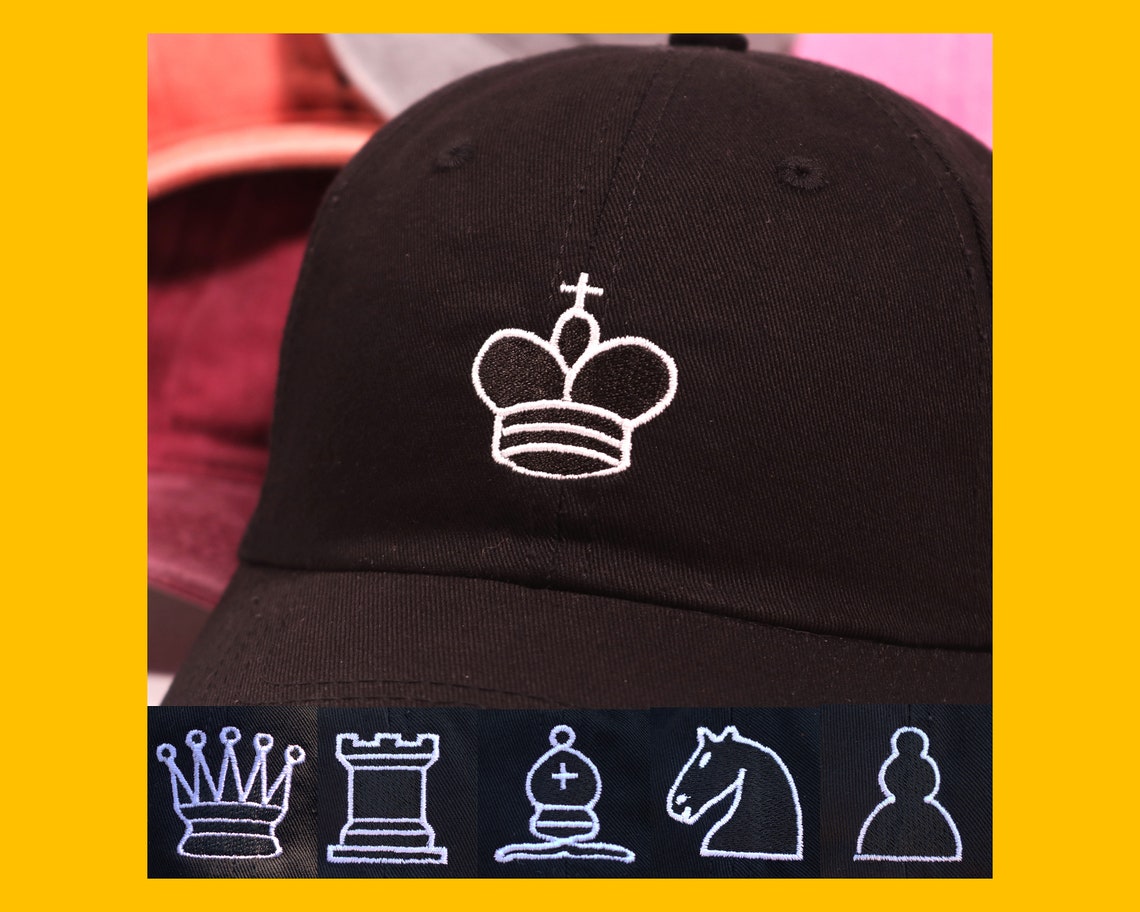King and Queen Chess Pieces Embroidered Dad Hat Online Chess Game Icons ...