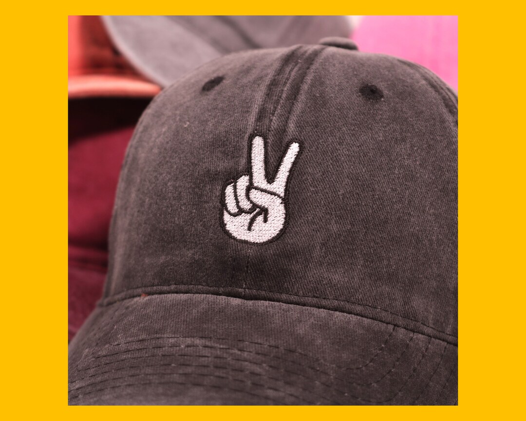 Peace Sign Fingers Embroidered Dad Hat Personalized Peaceful Finger ...