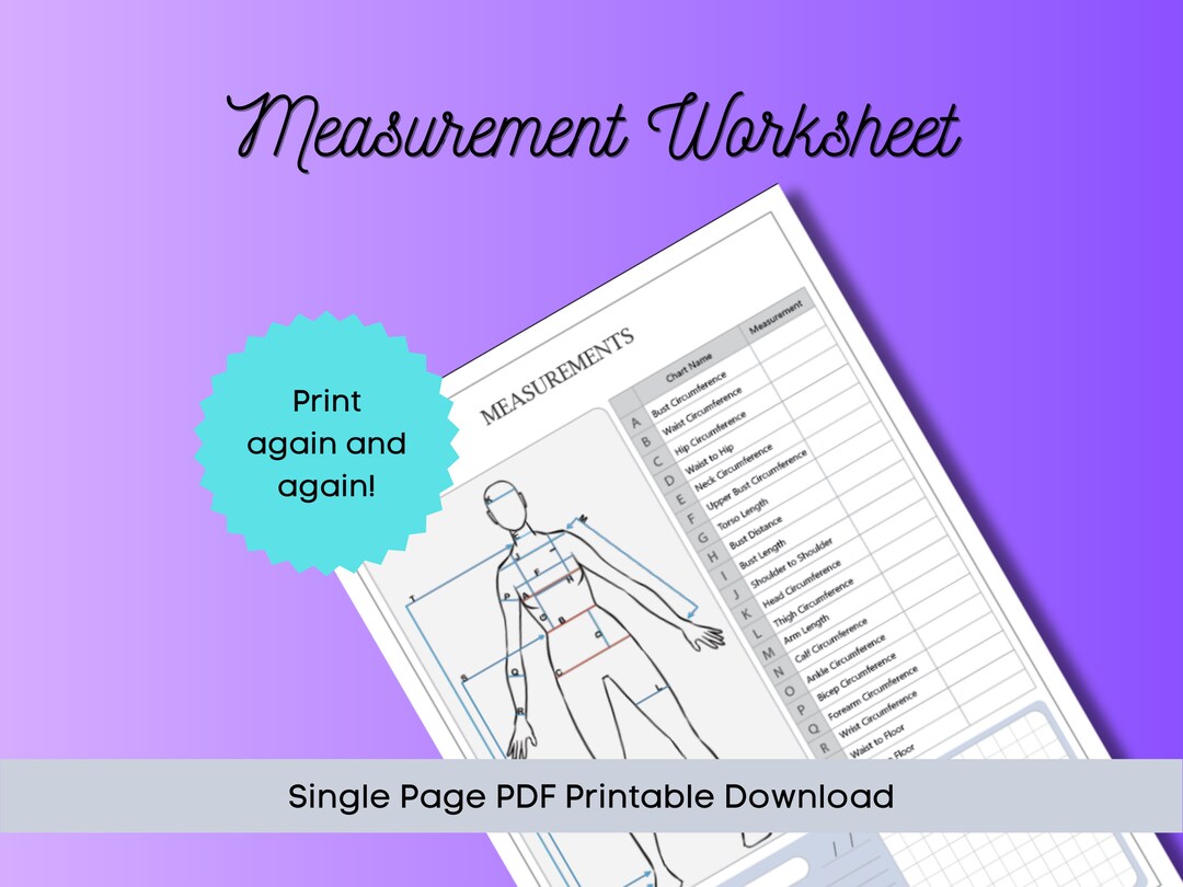 Measurement Worksheet| Sewing| Single Page | PDF Download | Sewing ...