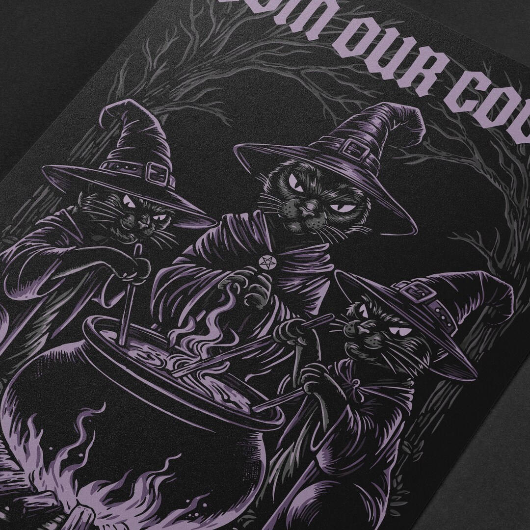 Join Our Coven Art Print: Gothic Witch Cats - Occult Home Decor - Etsy