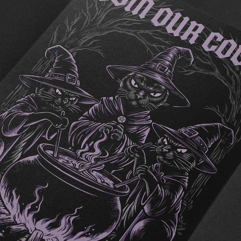 Cat Witch Coven Print - Etsy UK