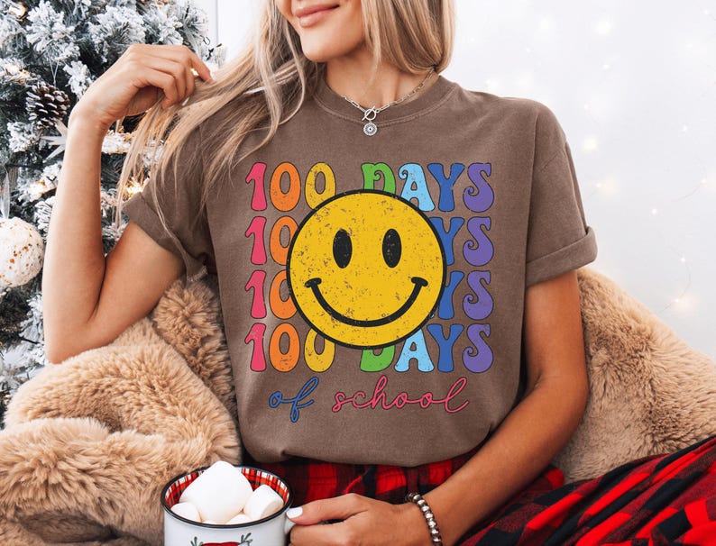 Happy 100 Days of School Smiley Shirt Comfort Colors® Retro Groovy ...