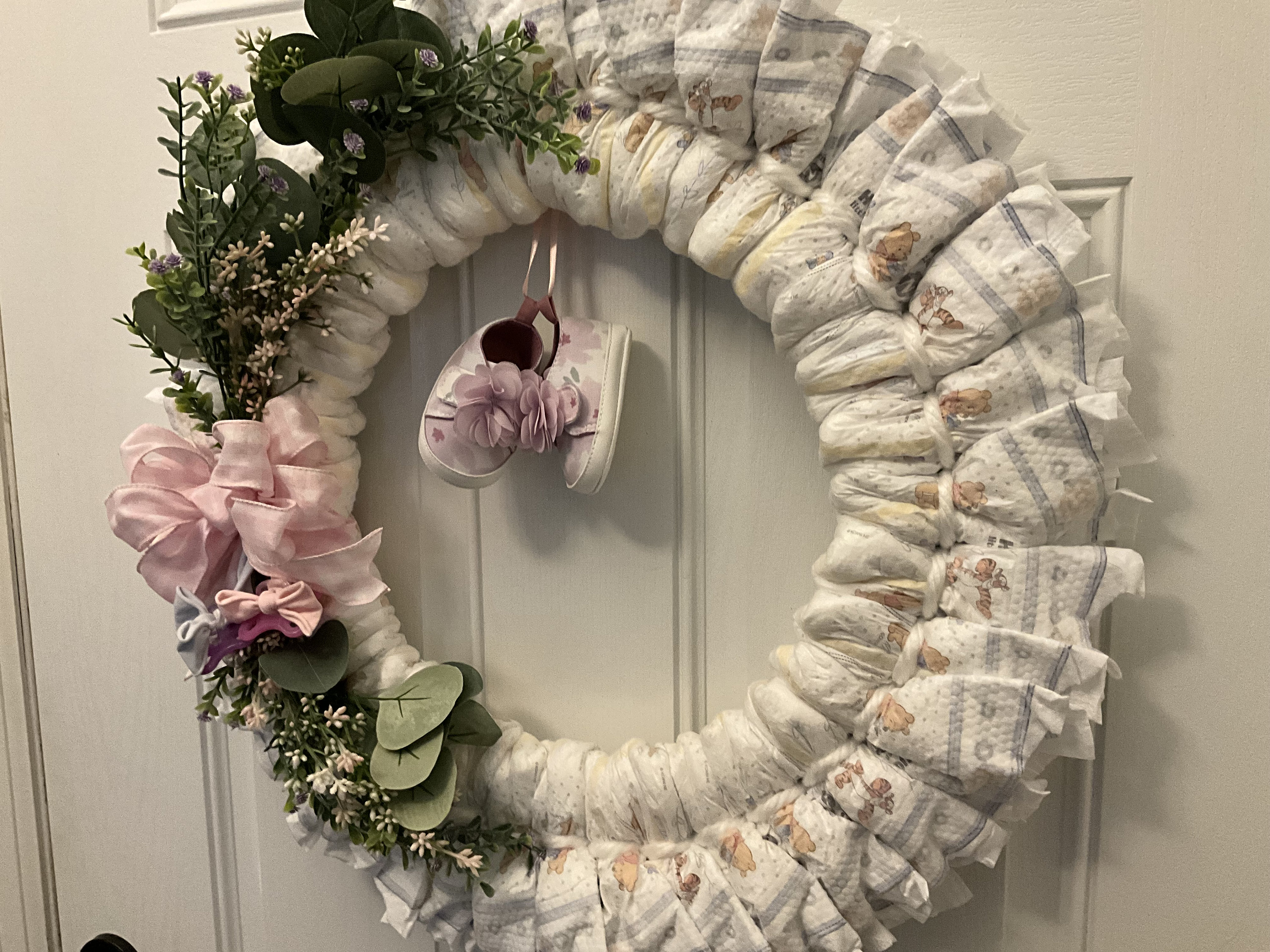 Baby Shower Wreath. Welcome Baby Wreath. Baby Door Hanger. Diaper ...