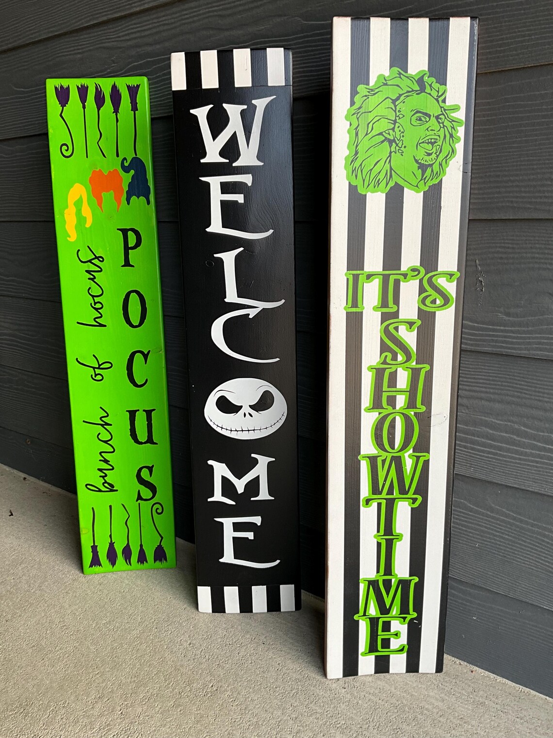 Halloween Porch Leaner, Wooden Painted Sign, Fall Skull Decoration. - Etsy