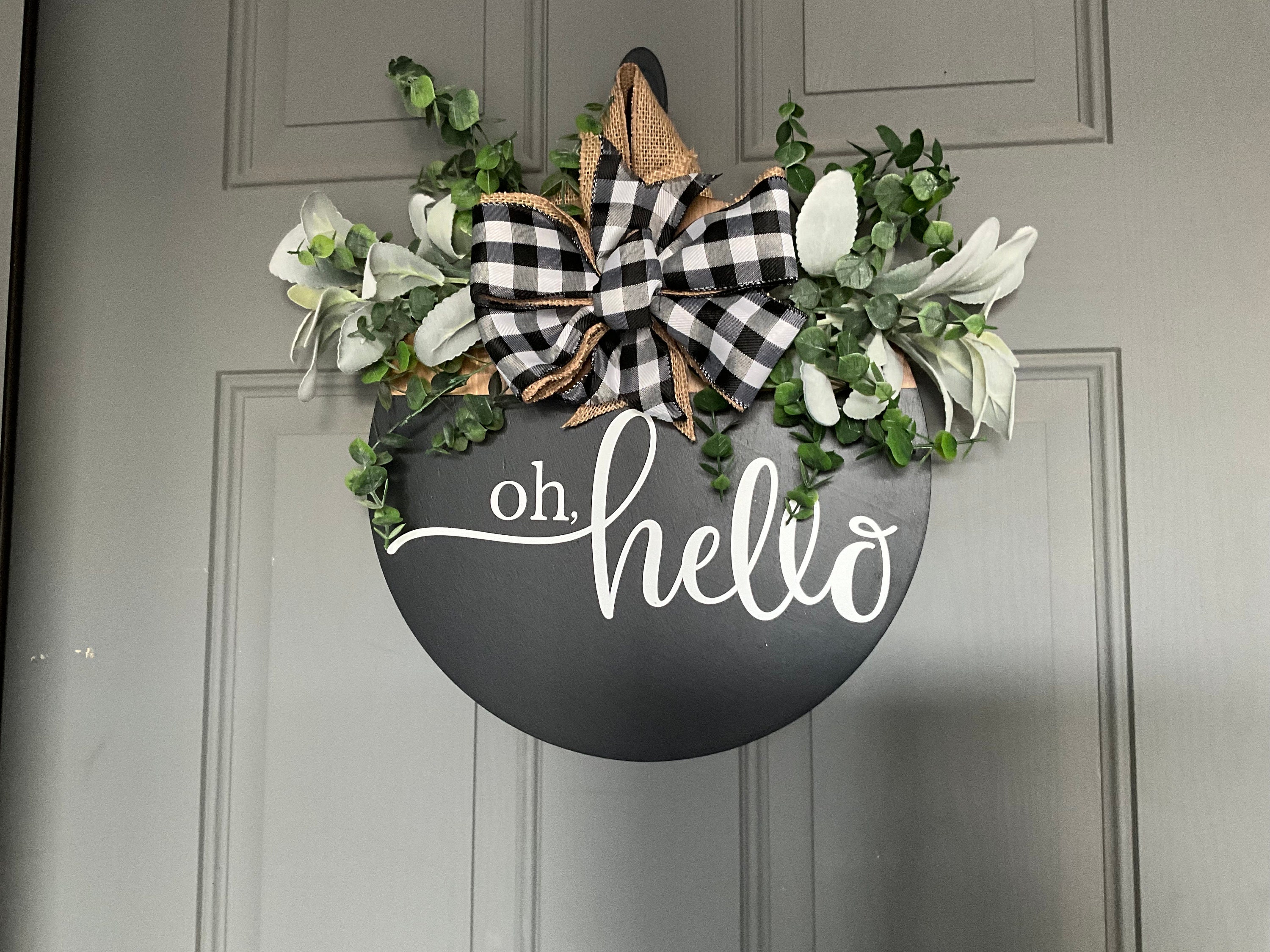 Door Hanger, Porch Decor, Welcome Door Wreath With Permanent or ...
