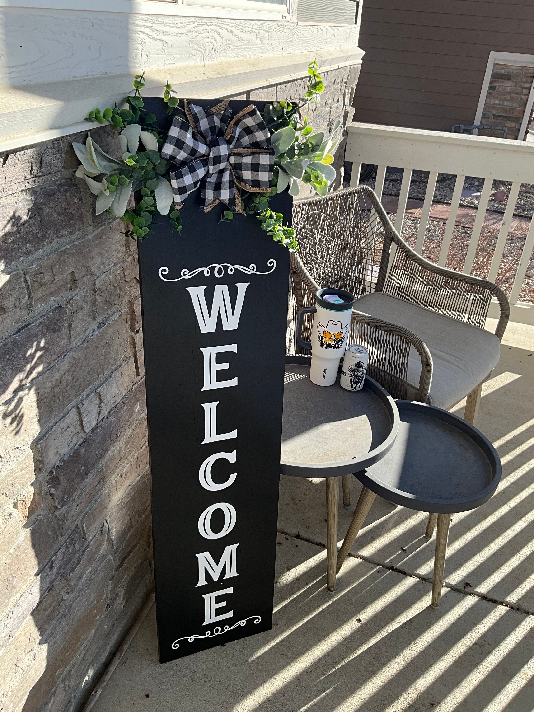 Welcome Porch Leaner Sign, Entryway Decor With Permanent or ...