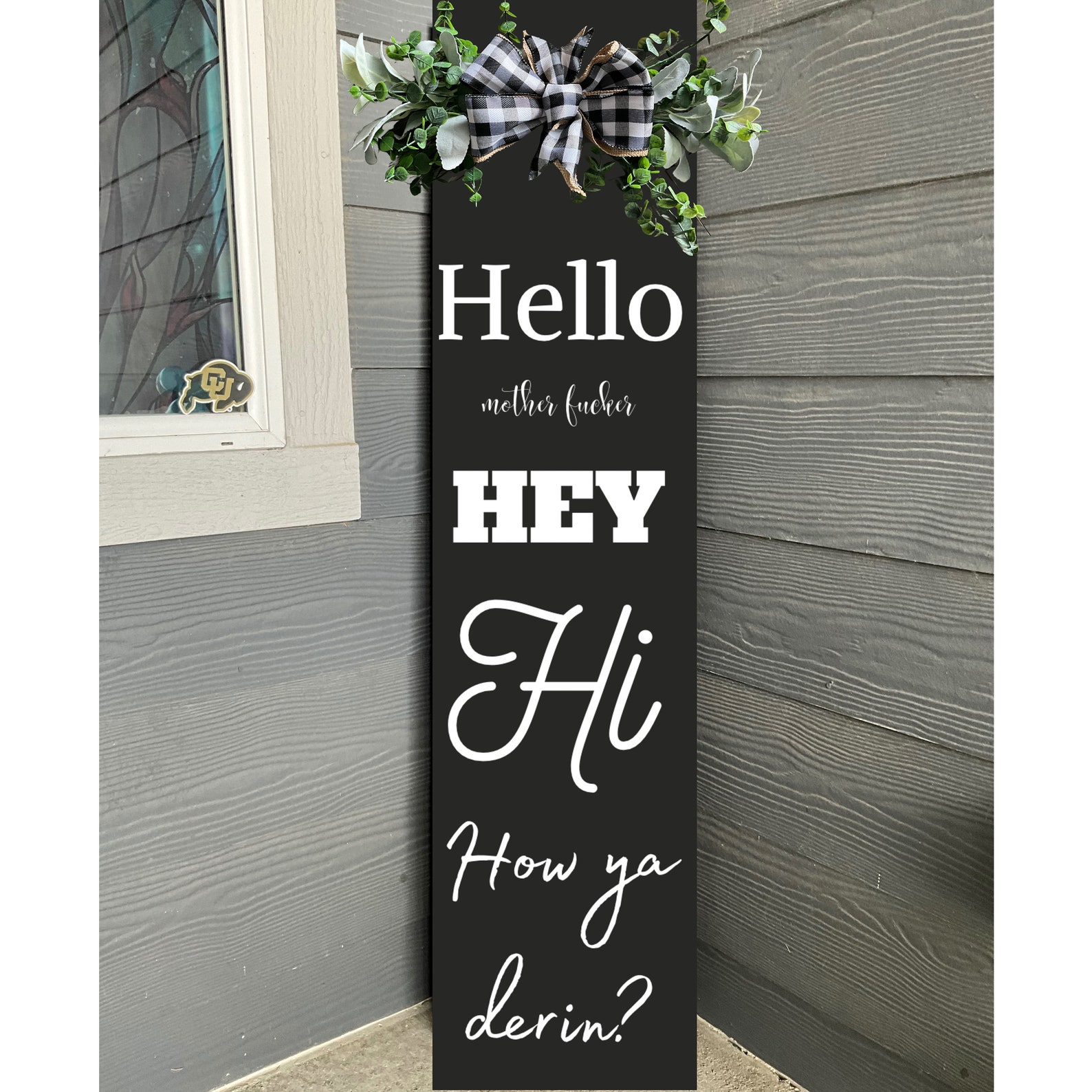 Hello Porch Sign curse Words Sign Customizable Welcome Porch Leaner ...