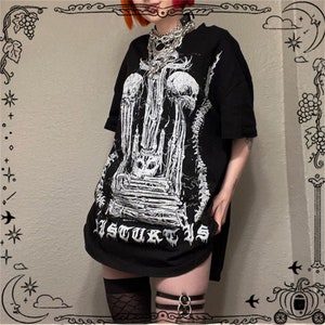 Goth Aesthetic Oversized Skull Print T Shirts,grunge Skull Horror ...