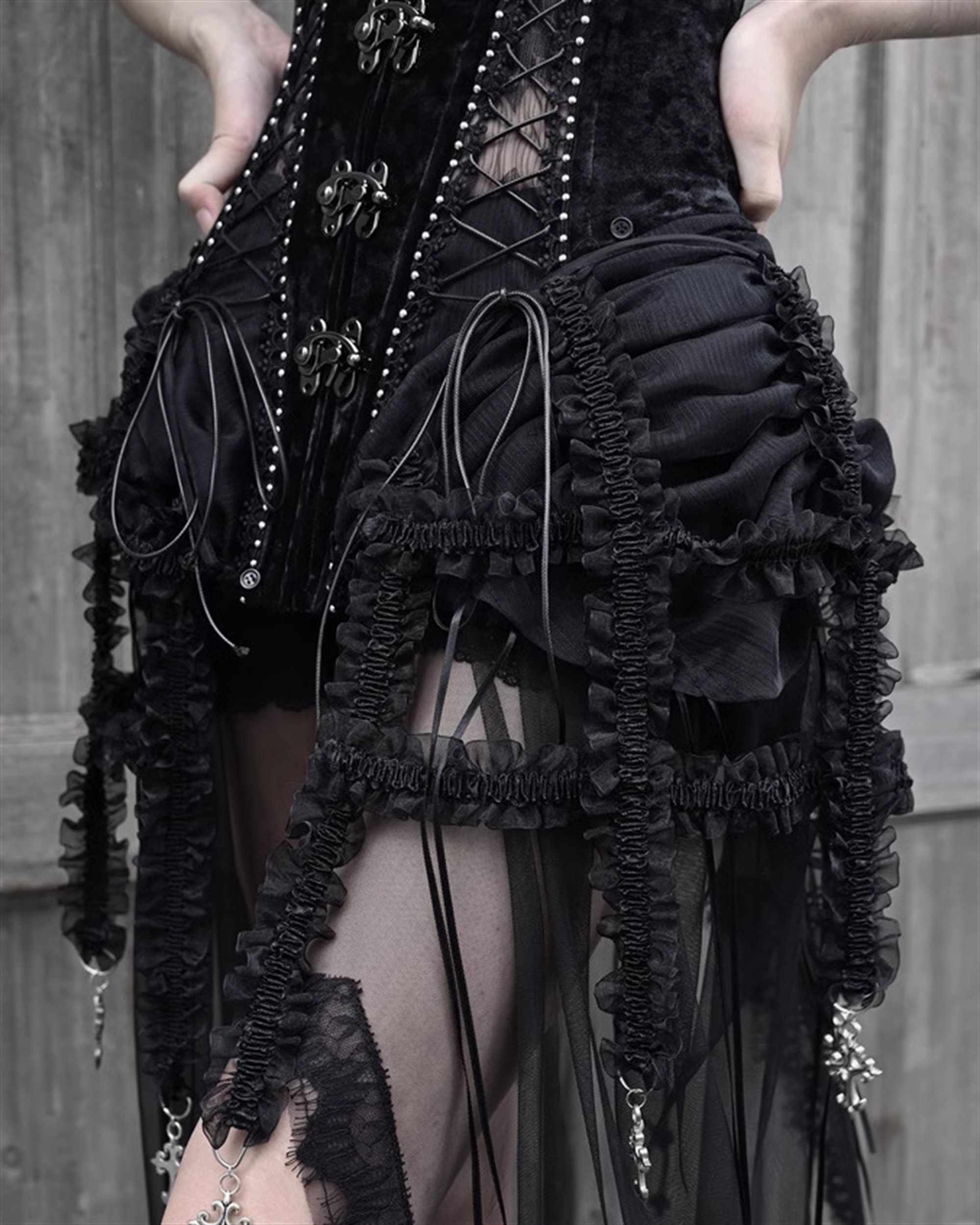 Goth Sexy Lace Princess Corset Dress, Hollow Perspective Dress, Gothic ...