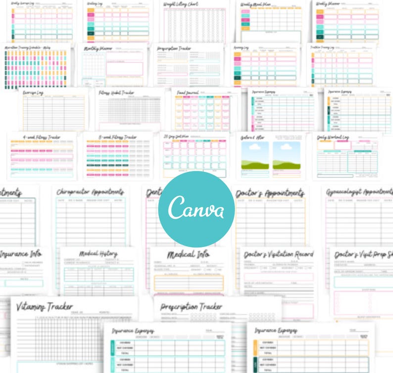 Printable Health and Fitness Planner Bundle, Fitness Journal, Diet ...