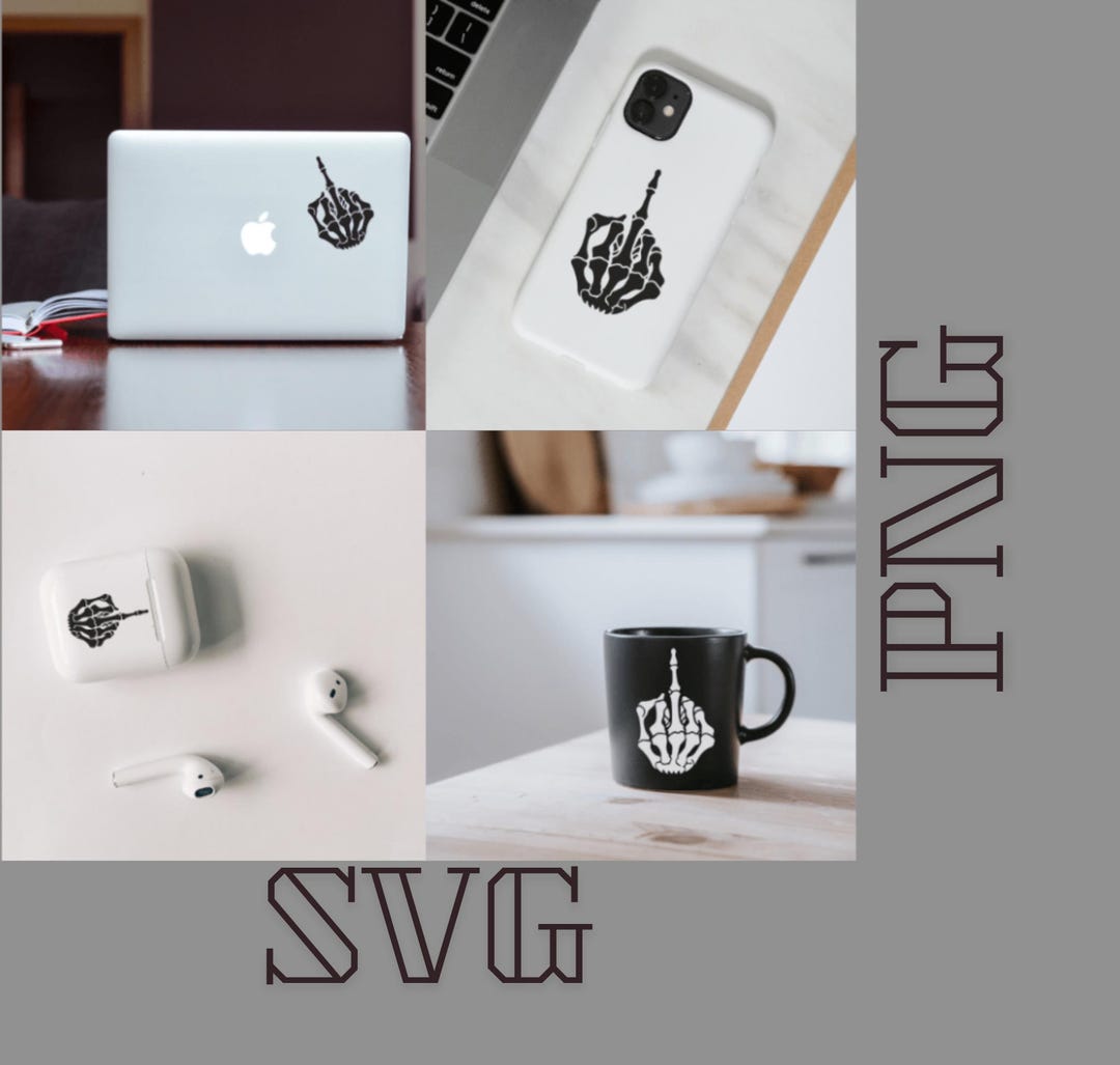 Buy Skeleton Middle Finger, SVG Vector Cut File and PNG Transparent ...