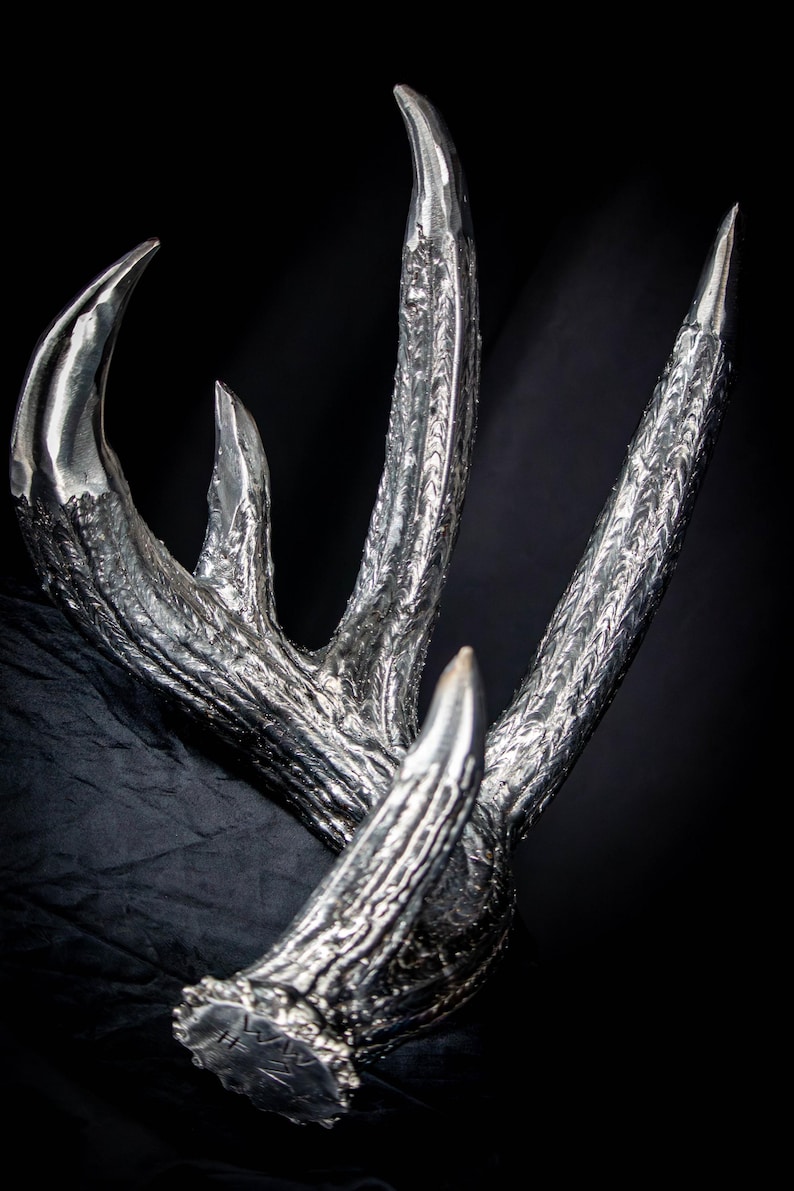 Handcrafted Metal Whitetail Deer Antler Sculpture - Solid Welded Steel ...