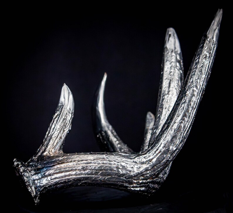Handcrafted Metal Whitetail Deer Antler Sculpture - Solid Welded Steel ...