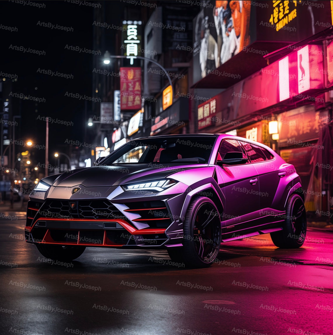 Lamborghini Urus Neon Styled Wall Art Print | Digital Art High ...