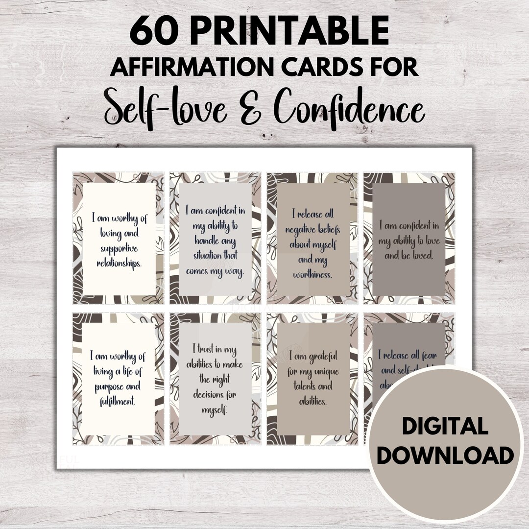60 Self-love and Confidence Printable Affirmation Cards, Vision Board ...