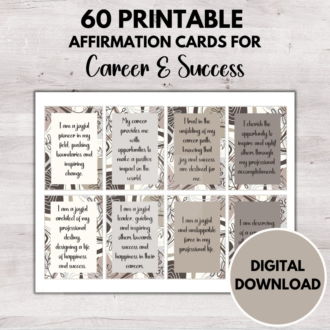 60 Career and Success Printable Affirmation Cards, Vision Board ...
