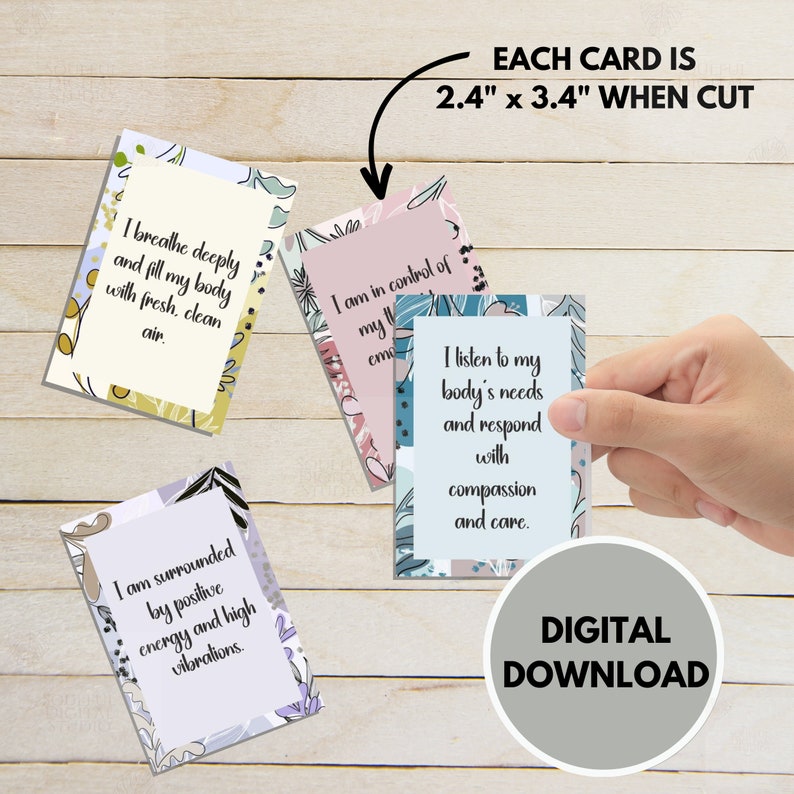 60 Health and Wellness Printable Affirmation Cards, Vision Board ...