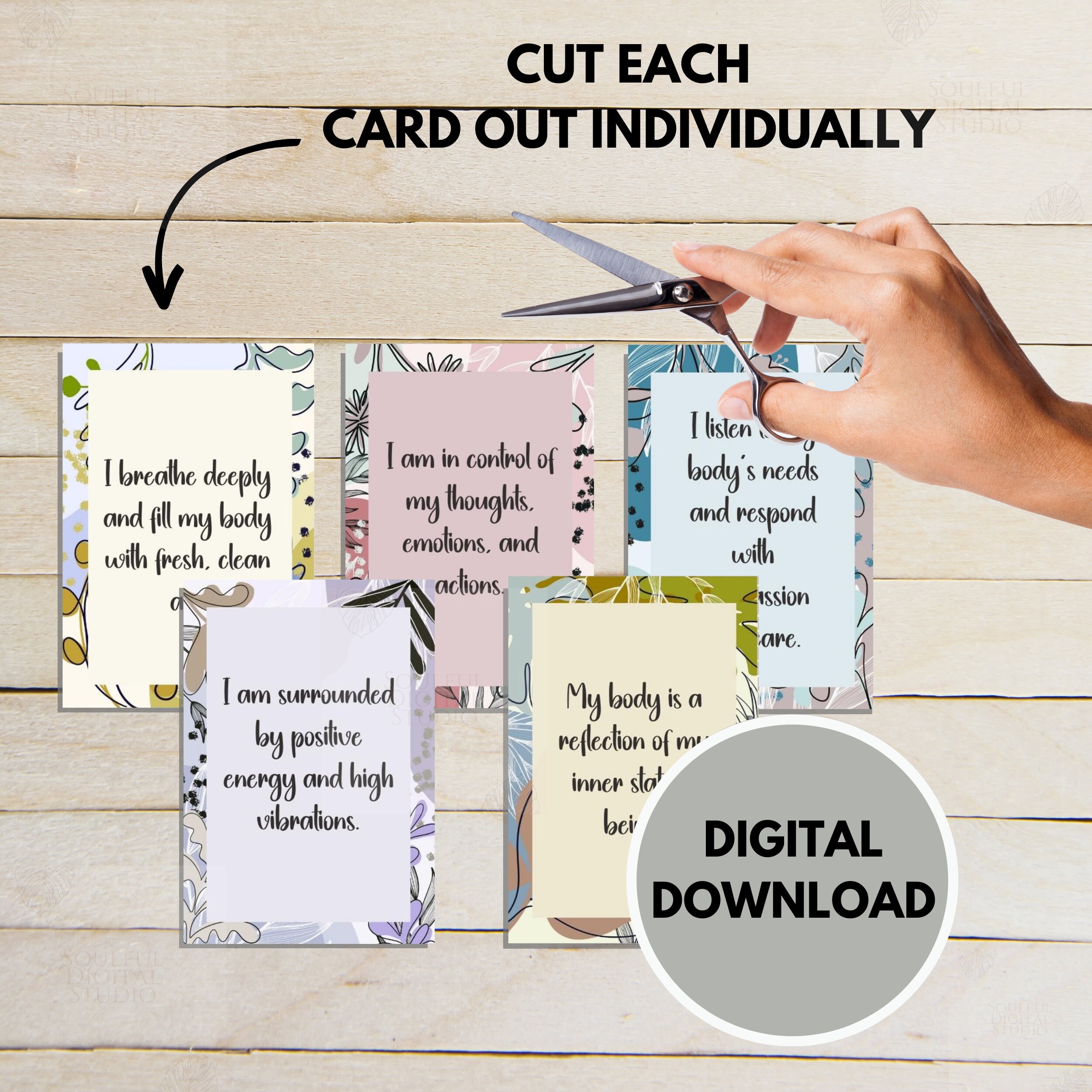 60 Health and Wellness Printable Affirmation Cards, Vision Board ...