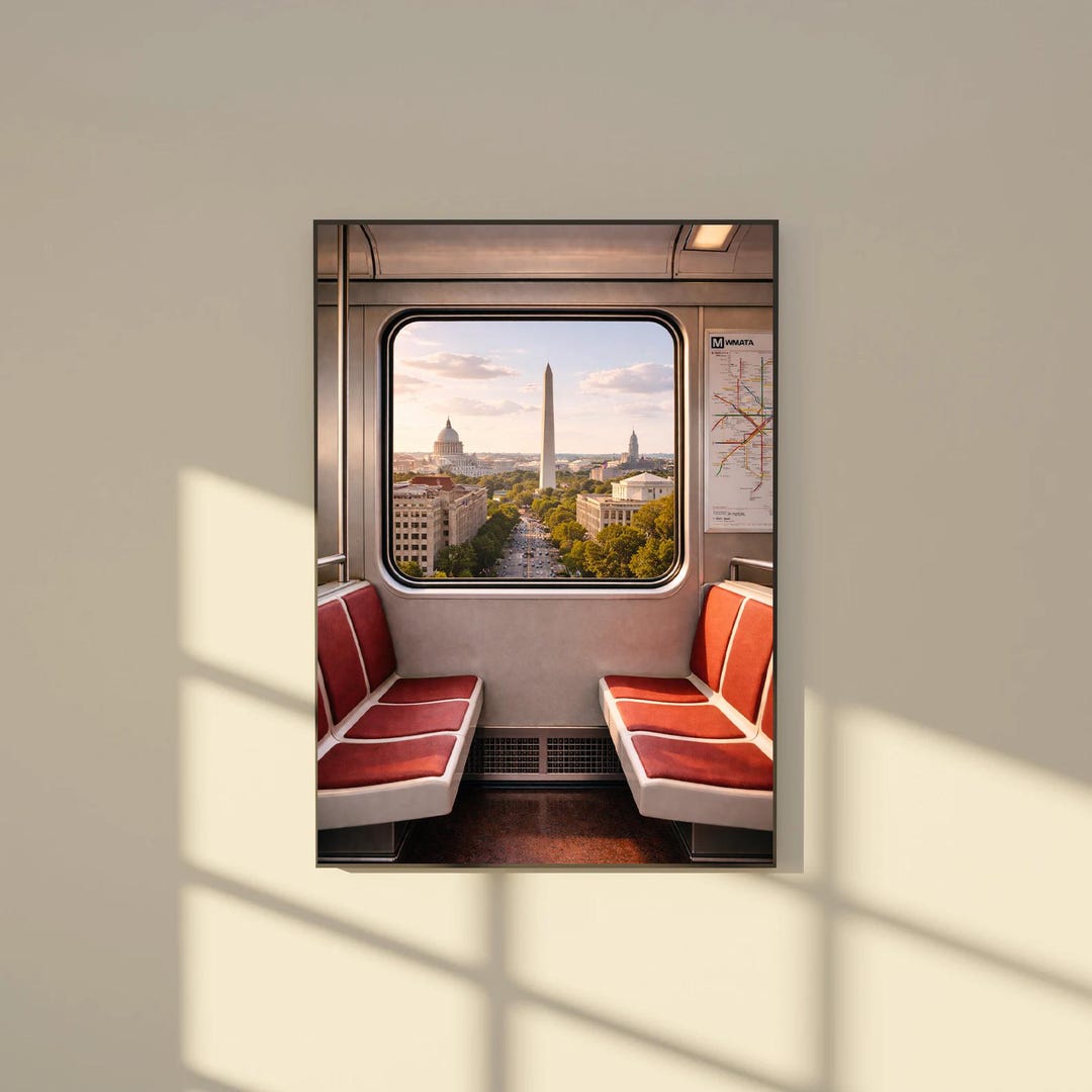 Washington DC Skyline WMATA Metro Window Art | National Mall Monuments ...