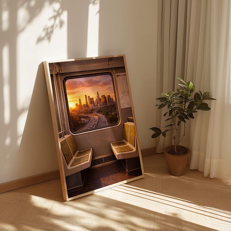 LA Golden Hour Print | Metro Rail Window View - Etsy
