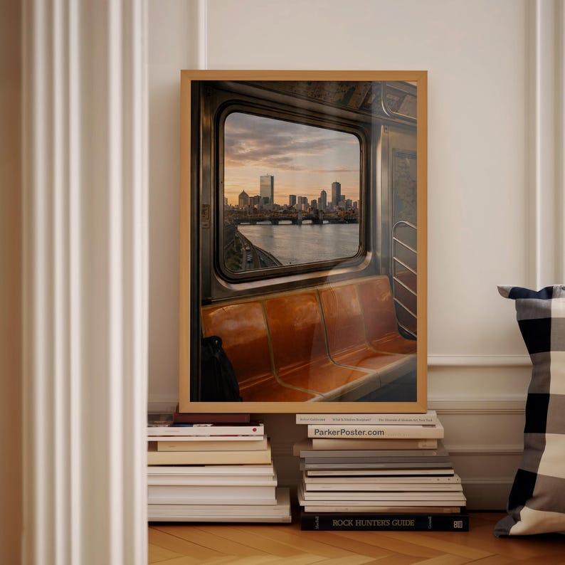 Boston Skyline Art Print | MBTA Train Window View | Boston Wall Art - Etsy