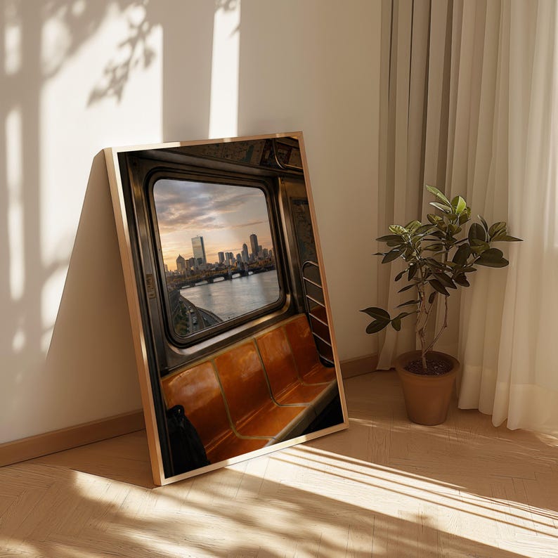 Boston Skyline Art Print | MBTA Train Window View | Boston Wall Art - Etsy