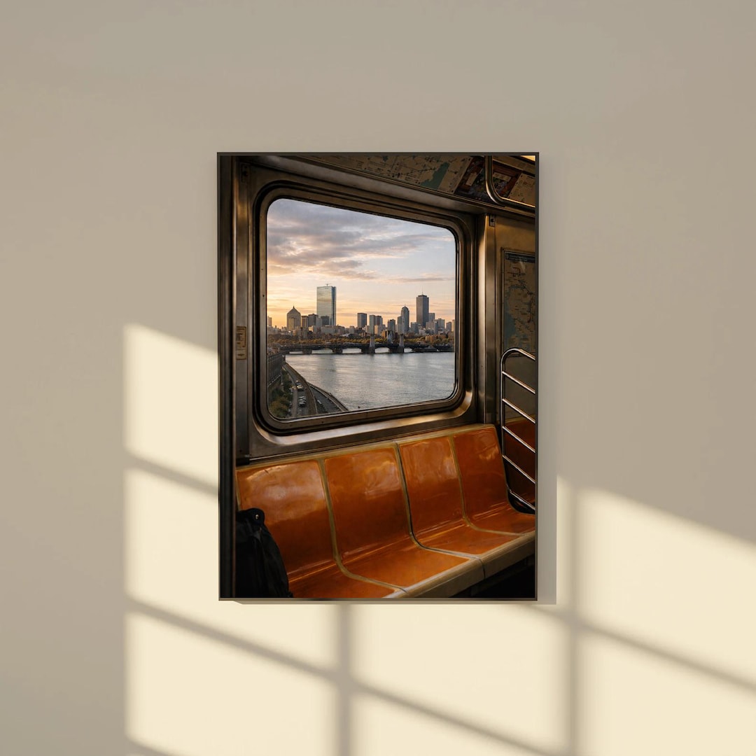 Boston Skyline Art Print | MBTA Train Window View | Boston Wall Art - Etsy