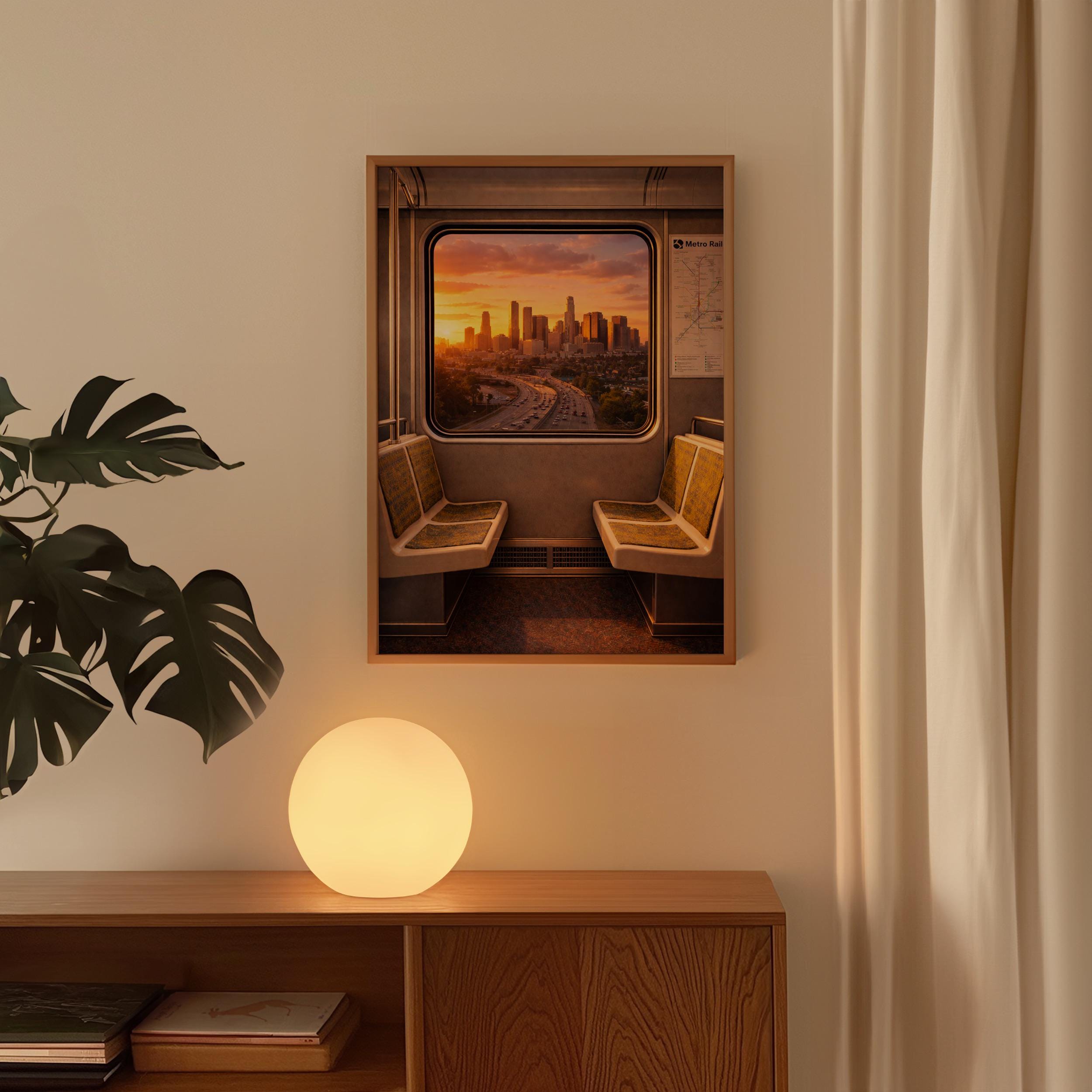 LA Golden Hour Print | Metro Rail Window View - Etsy