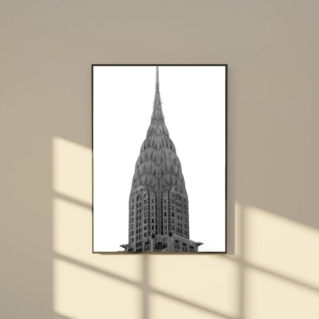 Chrysler Building Spire Print | Art Deco Photo - Minimalist Black and ...
