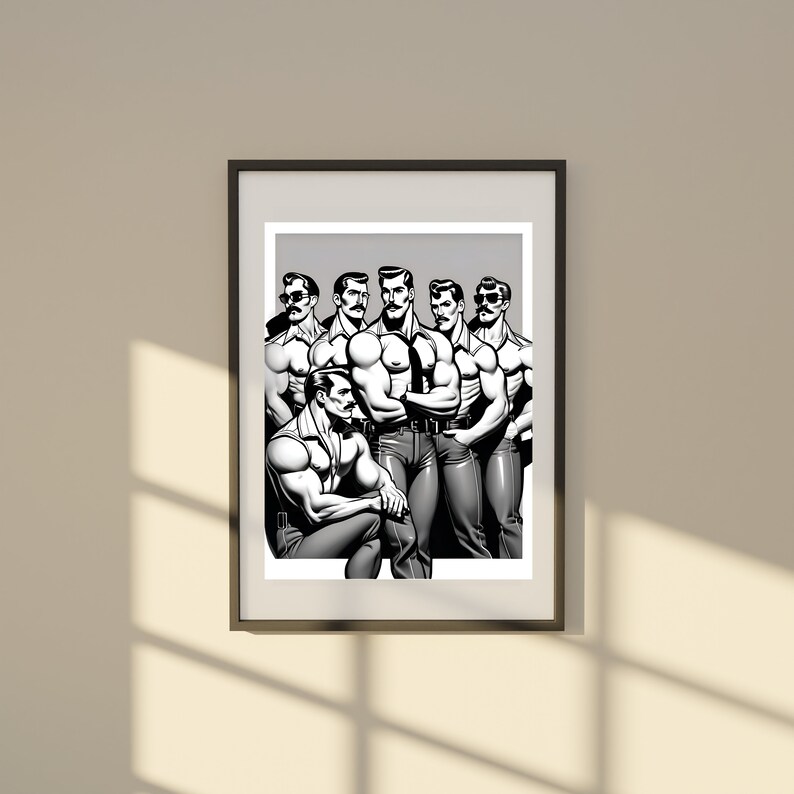 GAY Sexy Poster of Tom of Finland Style LGBTQ Six Muscle Daddies for ...