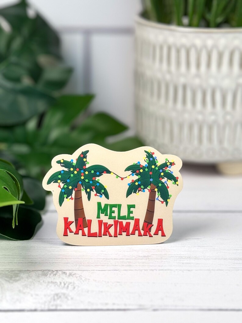 Mele Kalikimaka Sticker, Tropical Christmas Palm Tree Lights - Etsy