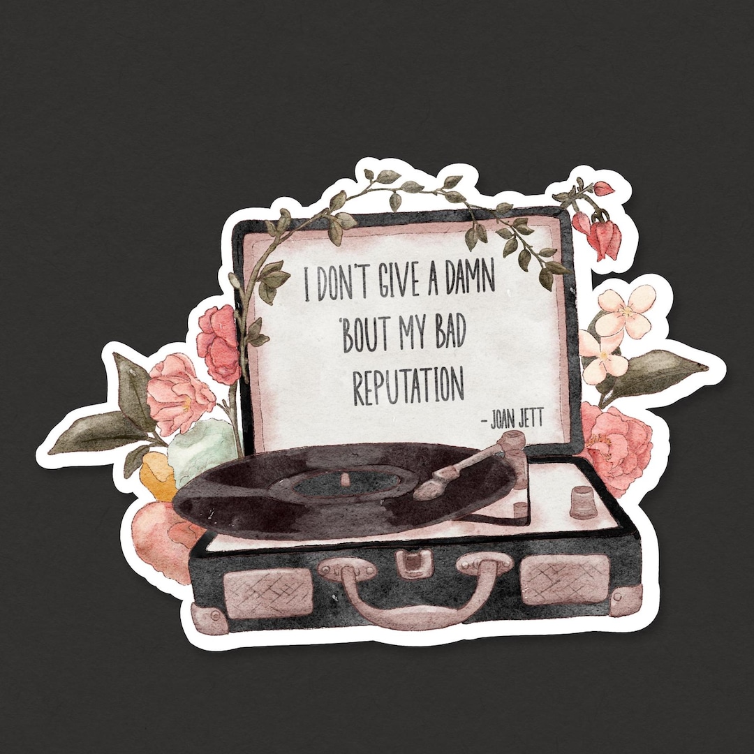Record Player Sticker, Bad Reputation Lyrics, Gift for Music Lover ...