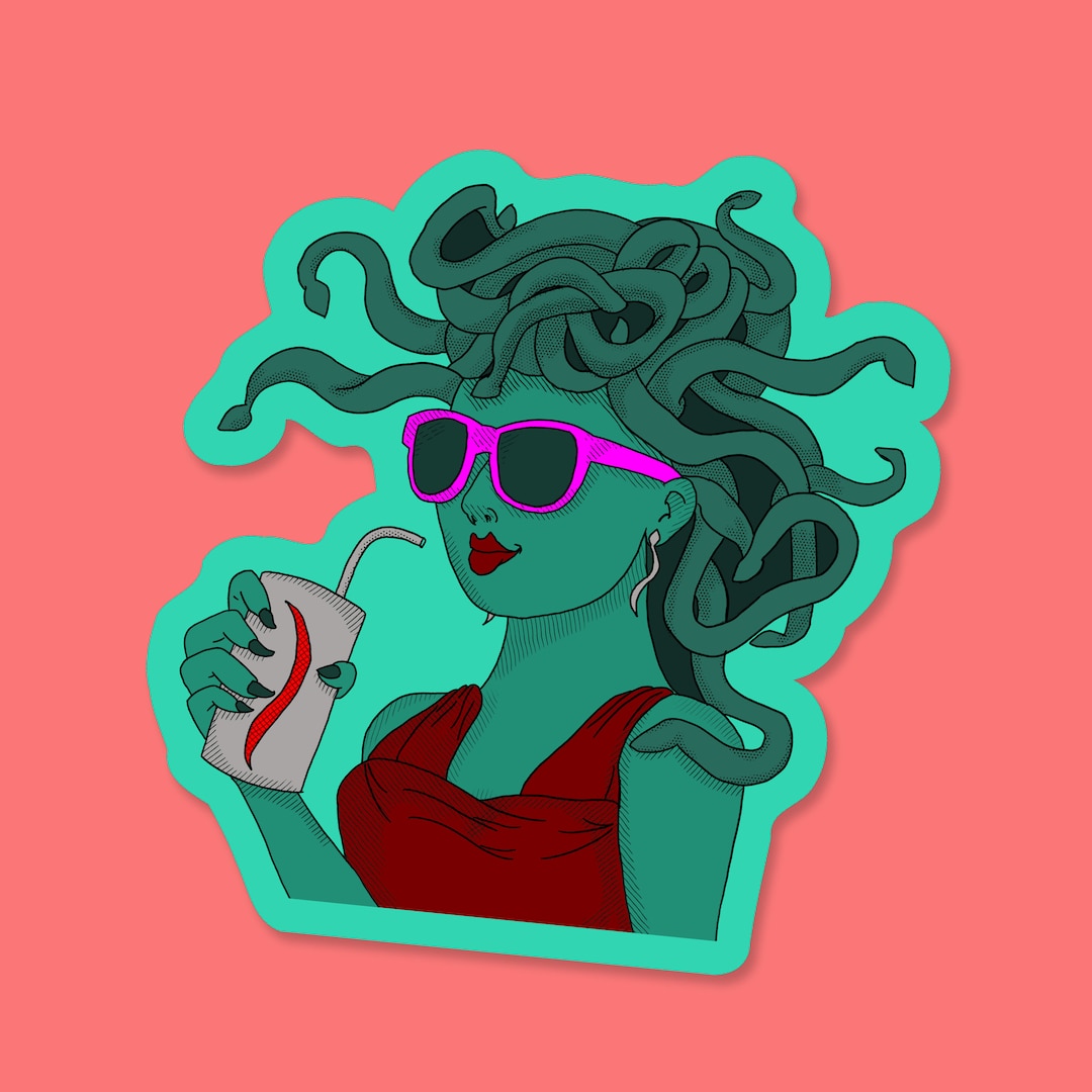 Medusa Sticker, Water Resistant Decal for Laptops, Water Bottles, and ...