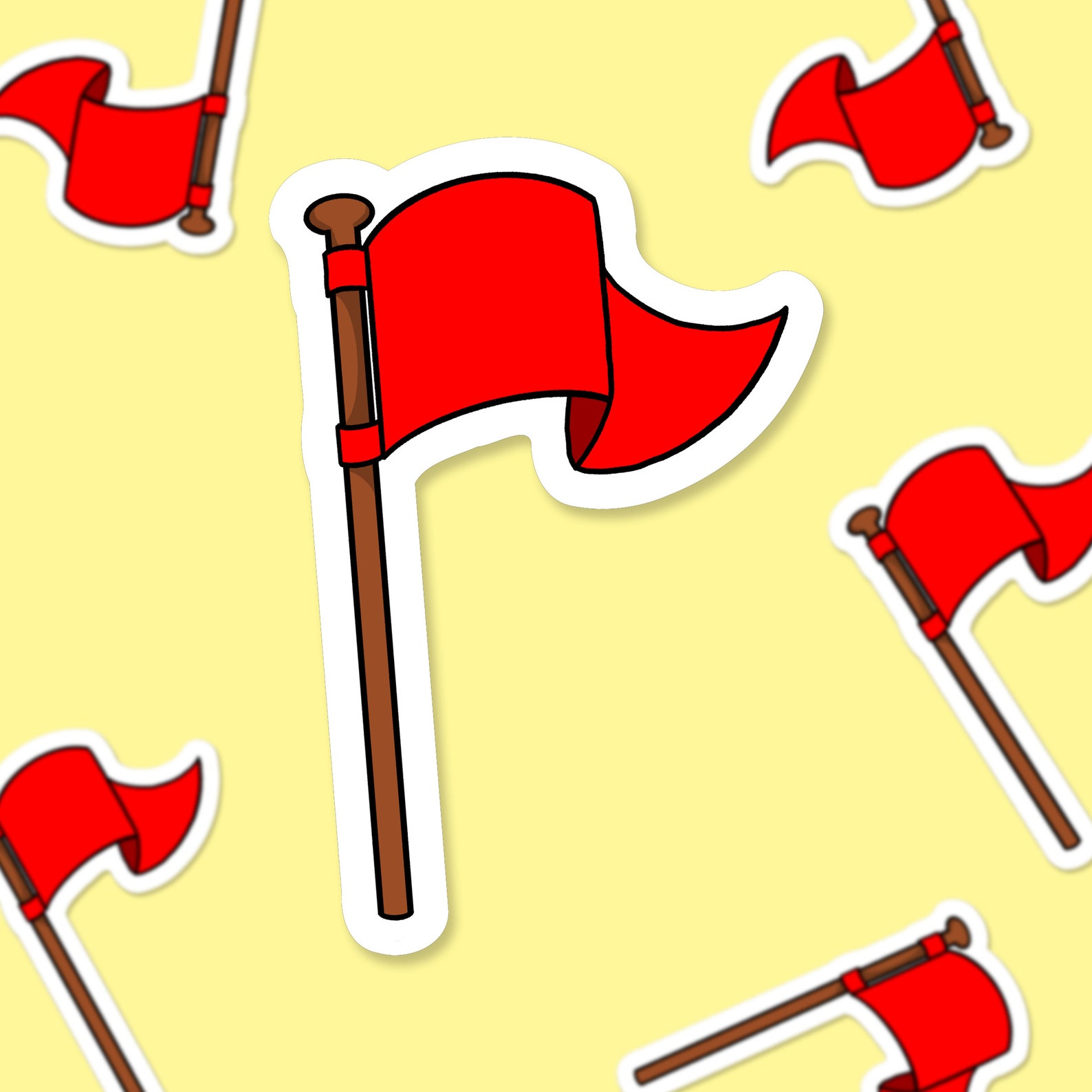 Red Flag Sticker, Water Resistant Decal for Laptops, Water Bottles, and ...