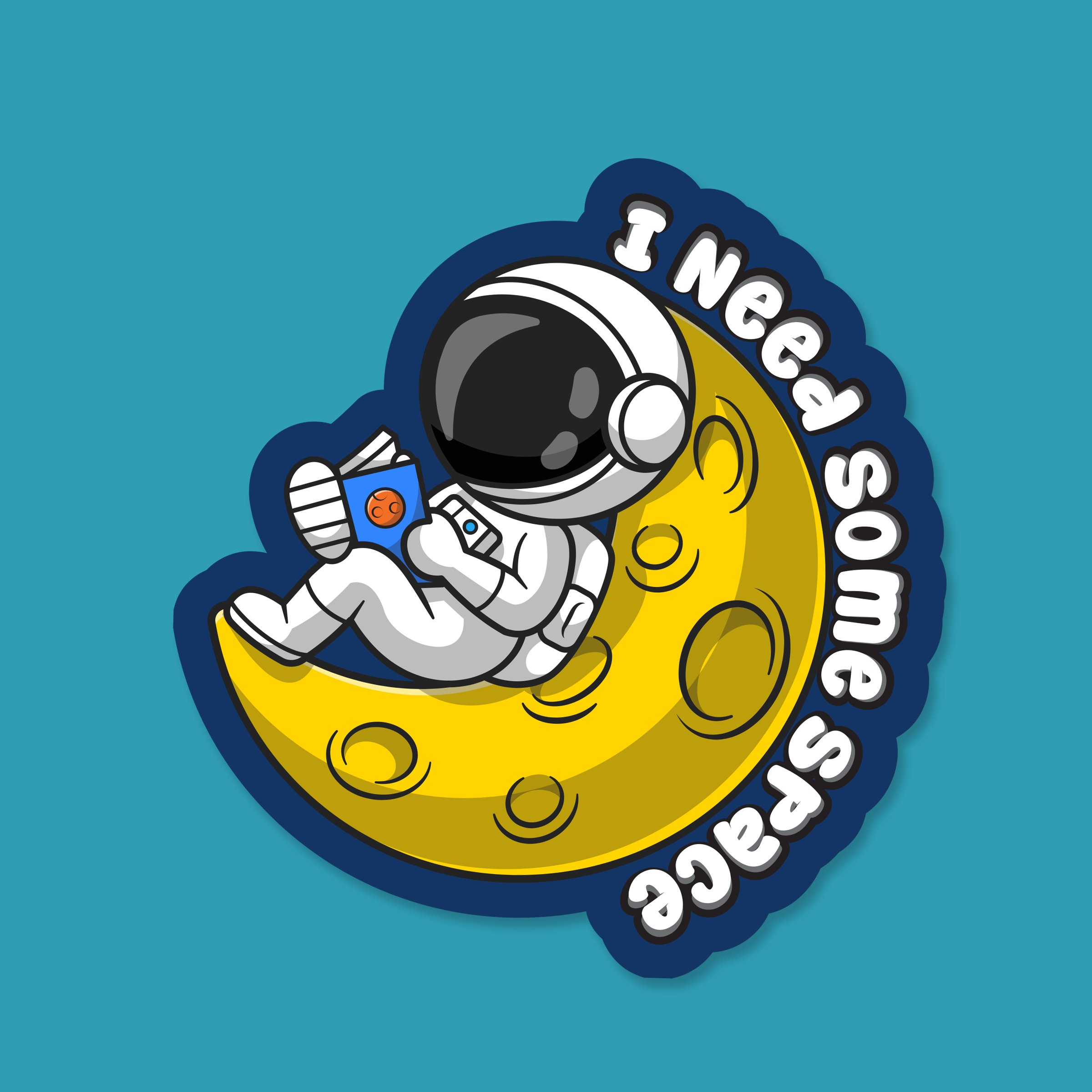 I Need Some Space Sticker, Astronaut on Moon Vinyl Decal - Etsy