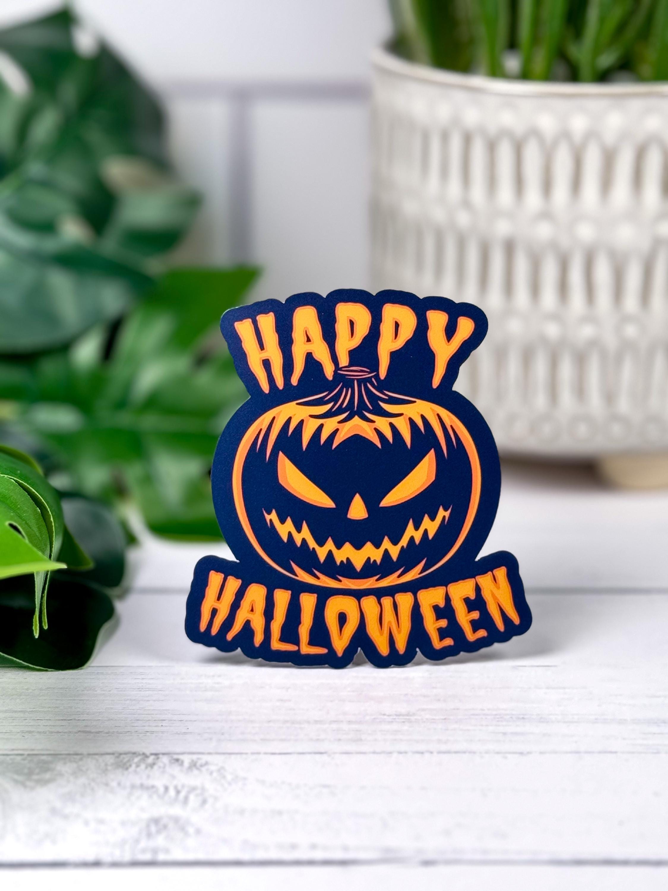 Happy Halloween Jack-o-lantern Sticker, Water Resistant Vinyl Decal - Etsy