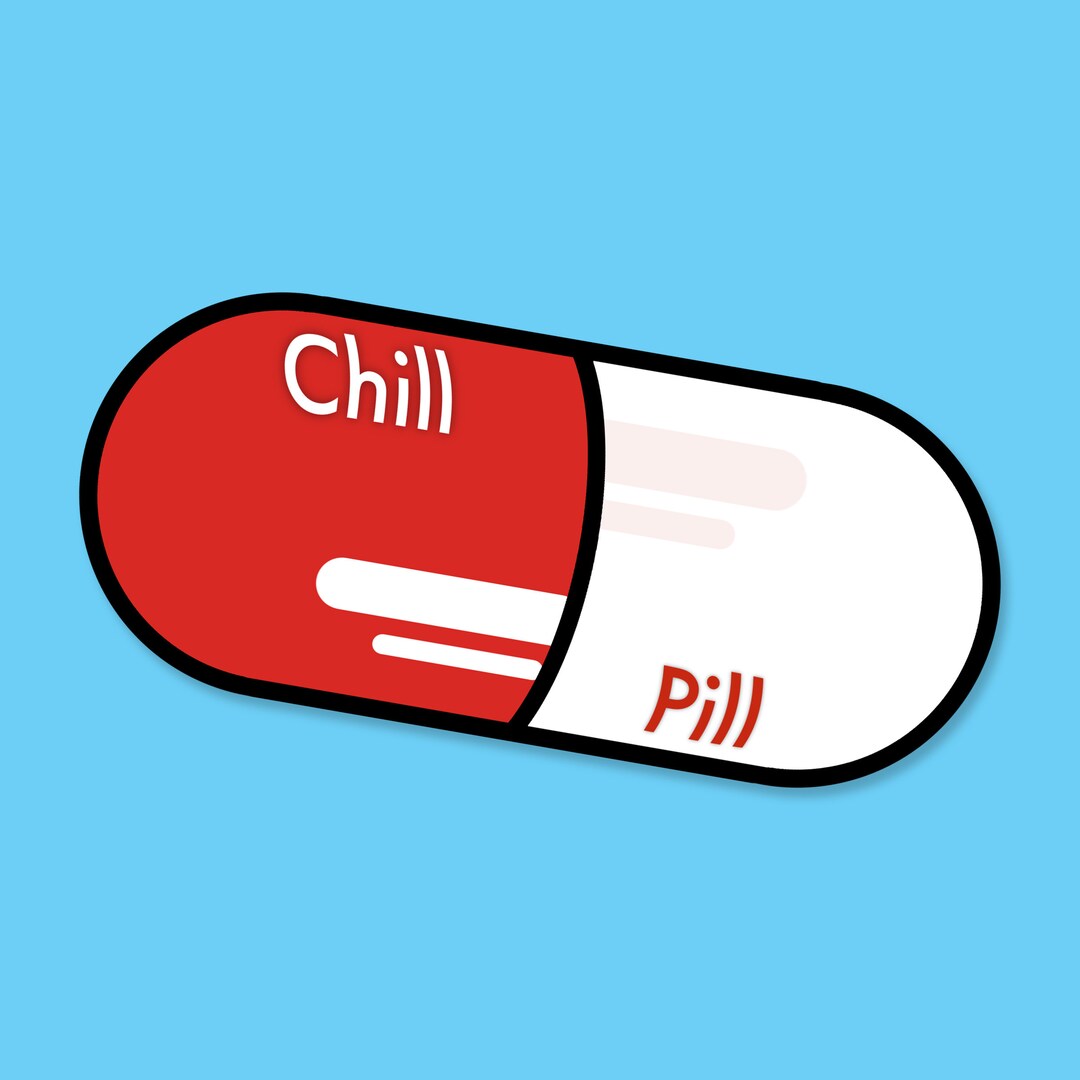 Chill Pill Sticker, Water Resistant Decal for Laptops, Water Bottles ...