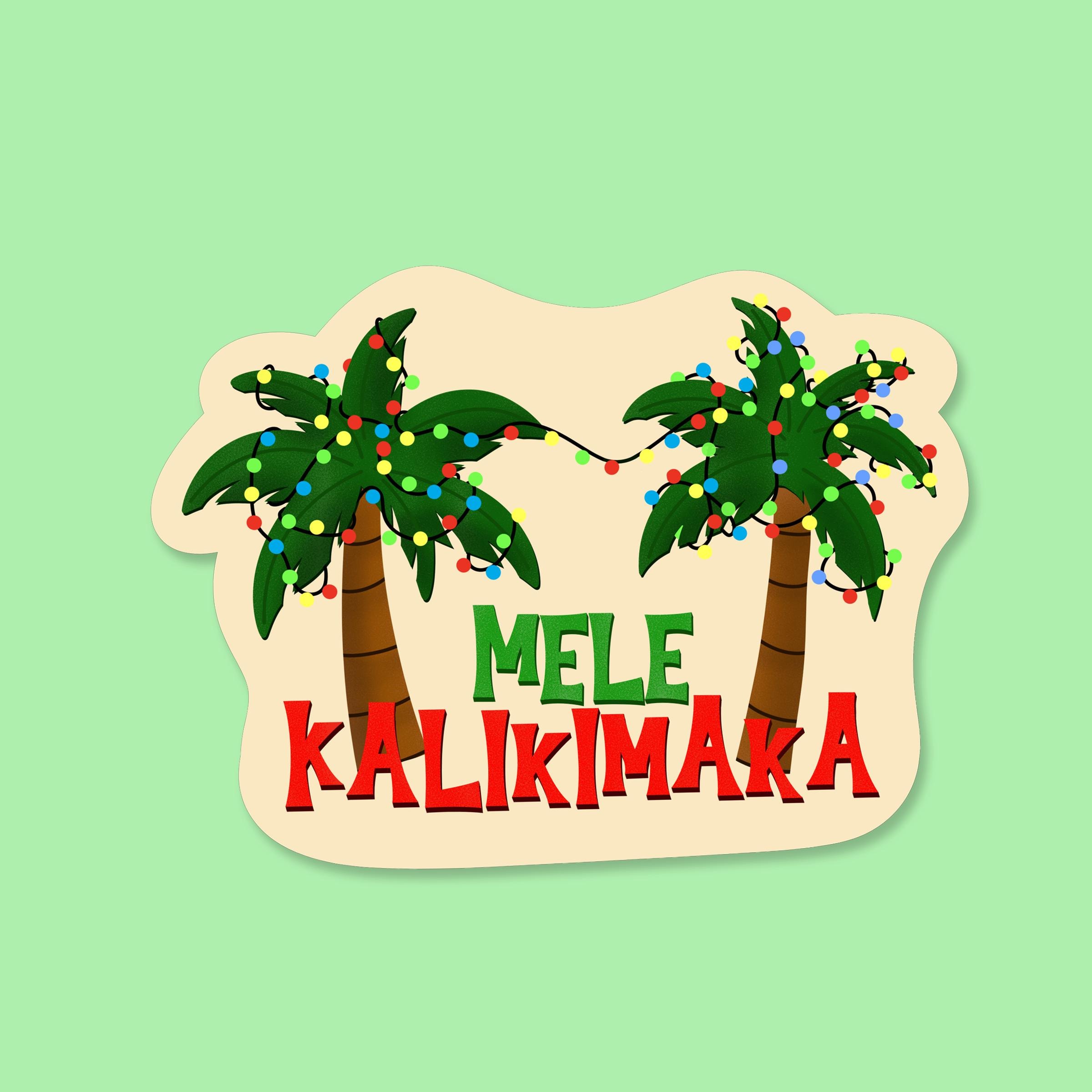 Mele Kalikimaka Sticker, Tropical Christmas Palm Tree Lights - Etsy