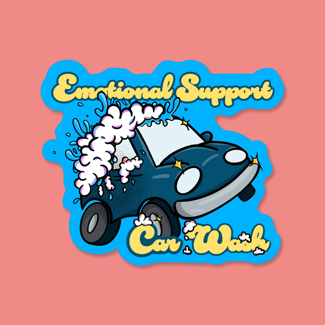 Emotional Support Car Wash Sticker, Water Resistant Decal for Laptops ...