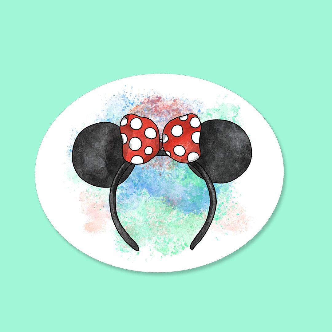 Watercolor Mouse Ears Sticker, Water Resistant Decal for Laptops, Water ...