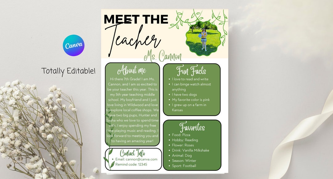 Meet the Teacher Greenery Version - Etsy