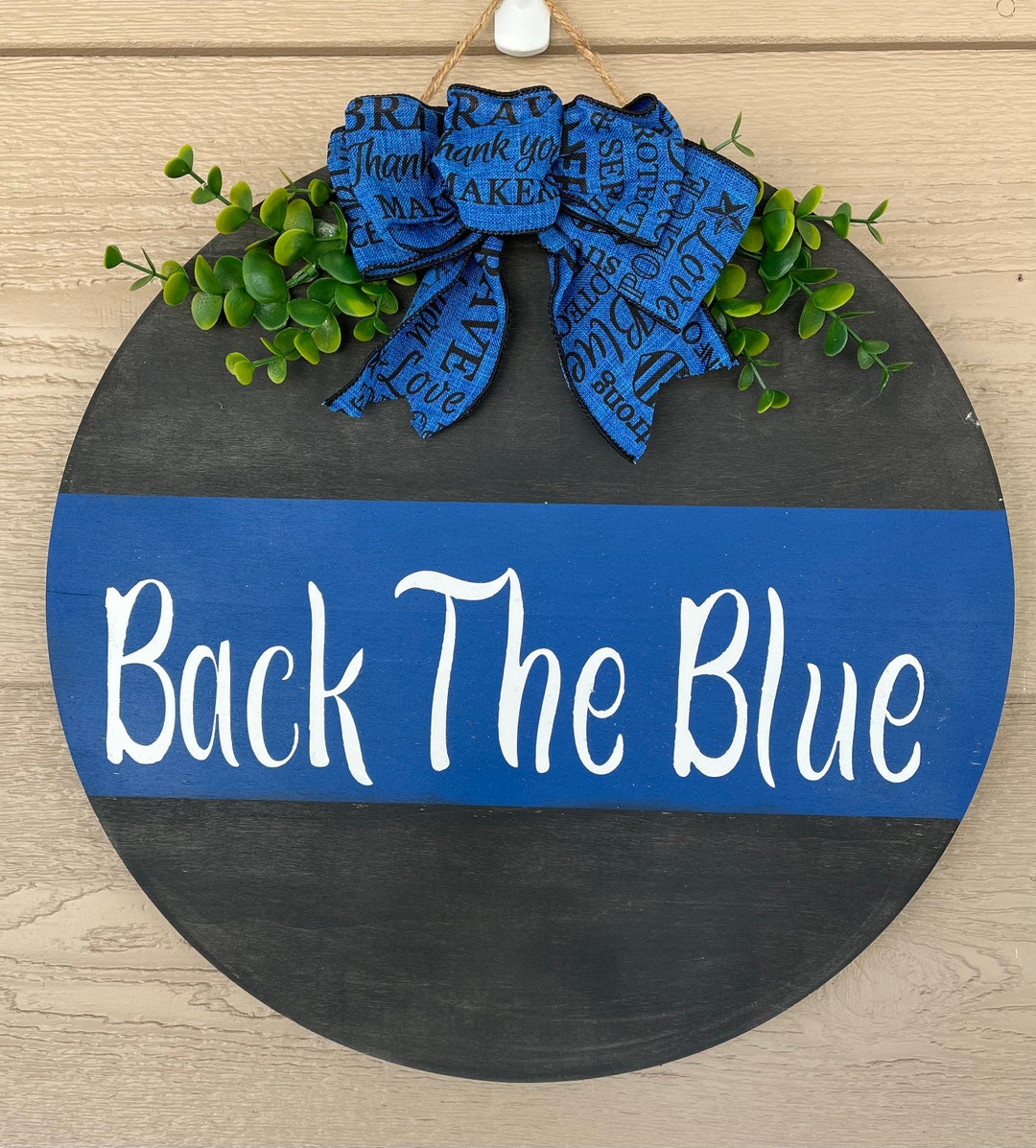 Back the Blue Door Hanger | Front Door Sign | Handmade Wooden Sign ...