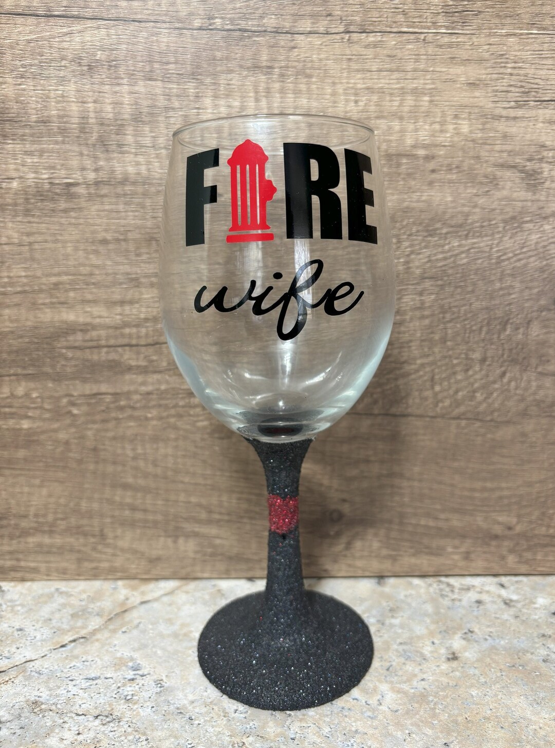 Firefighter Wife, Wine Glass, Thin Red Line Glassware, First Responder ...