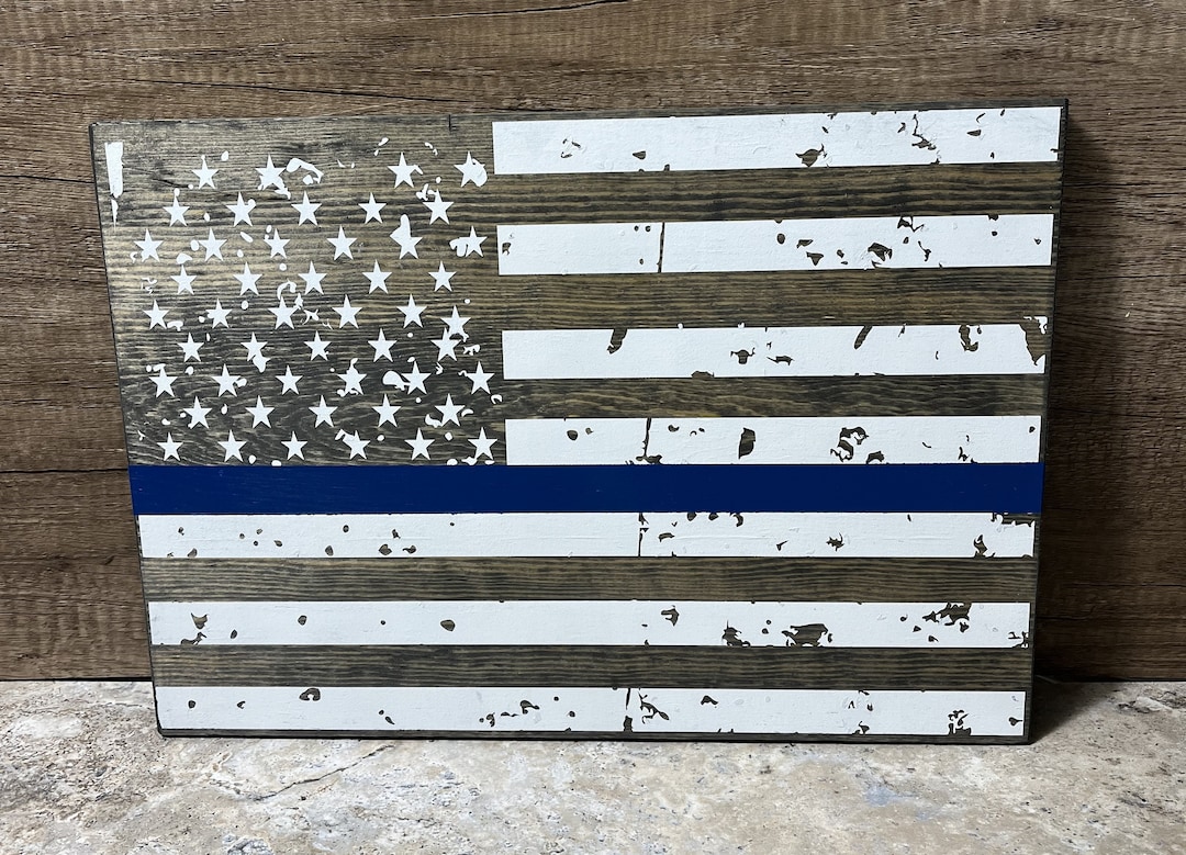 Thin Blue Line, Distressed American Flag, Gift for Police Officer - Etsy