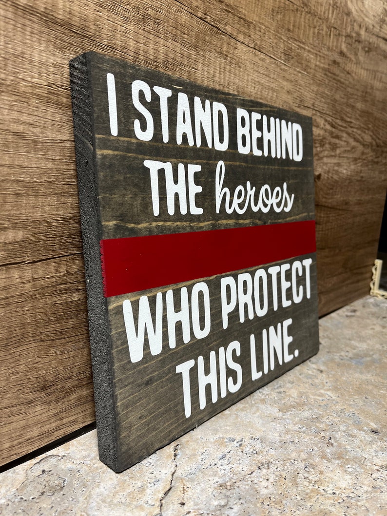 Thin Red Line Firefighter Sign, Handmade Wooden Decor - Etsy