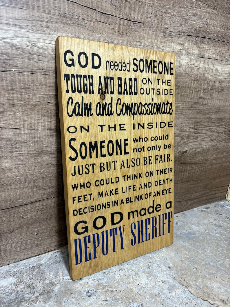 God Made Police Officer Wood Sign, Deputy Sheriff, Law Enforcement ...