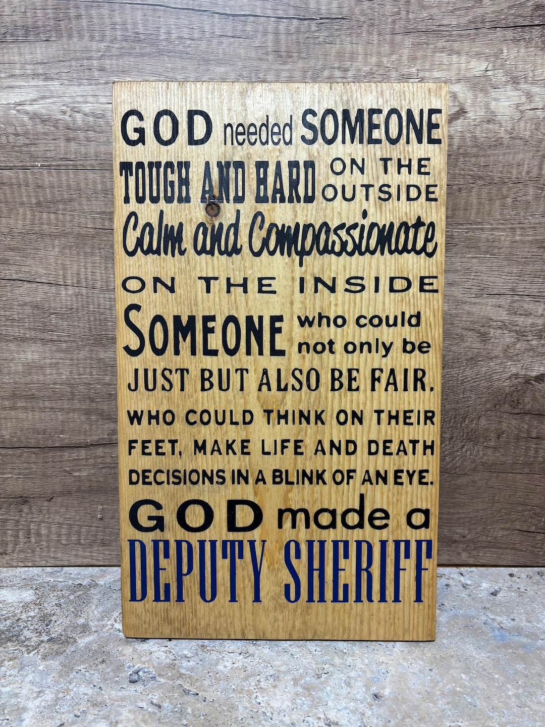 God Made Police Officer Wood Sign, Deputy Sheriff, Law Enforcement ...