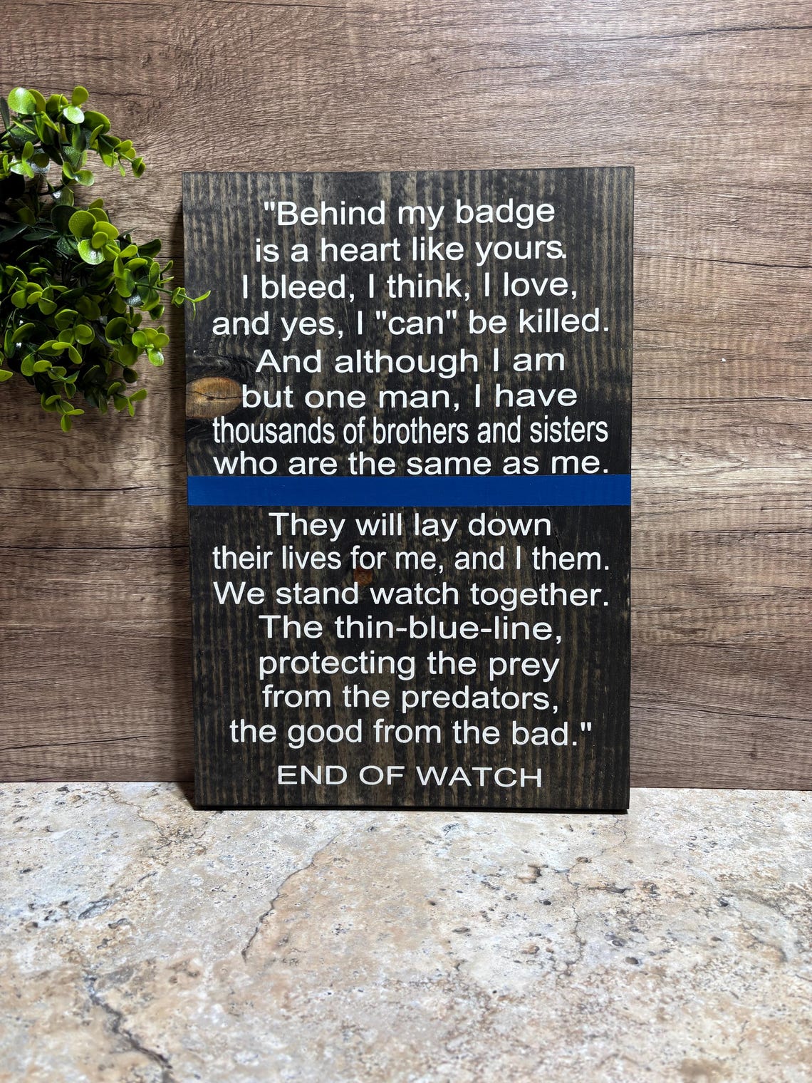 Thin Blue Line, End of Watch, Wood Sign, Gift for Police - Etsy