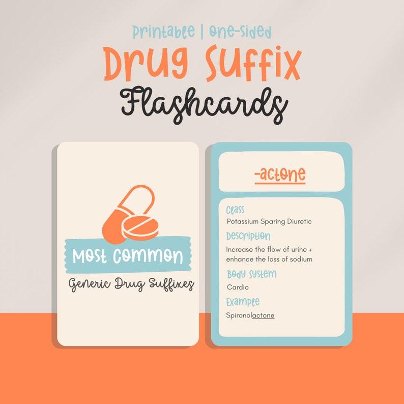 Common Drug Suffix Flashcards | PTCB Pharmacy Study Materials - Etsy