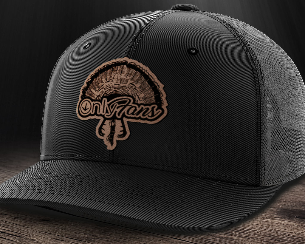 Only Fans Turkey Hunting Hat: Laser Die-cut Leather Patch Trucker Hat ...